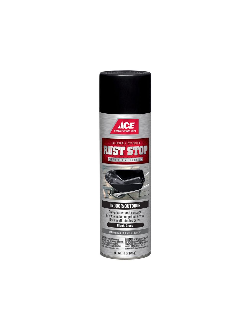 Ace Rust Stop Protective Enamel Spray Paint Gloss 15 Oz Black 1 Each 17072