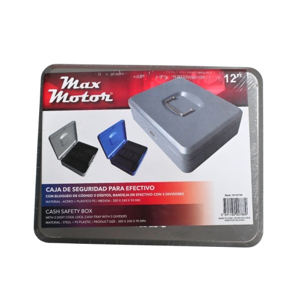 Max Motor Cash Safety Box, 12" Steel W/ 3-Digit Code Lock 1ea 964-90788