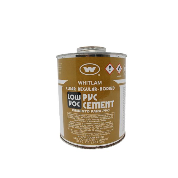 J C Whitlam Regular Low Voc Pvc Cement 1 Qt Clear 1 Each PRL32