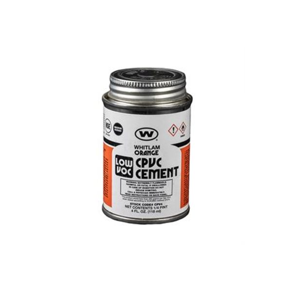 J C Whitlam Medium Bodied Low Voc Cpvc Cement 4 Oz Orange 1 Each CPV4