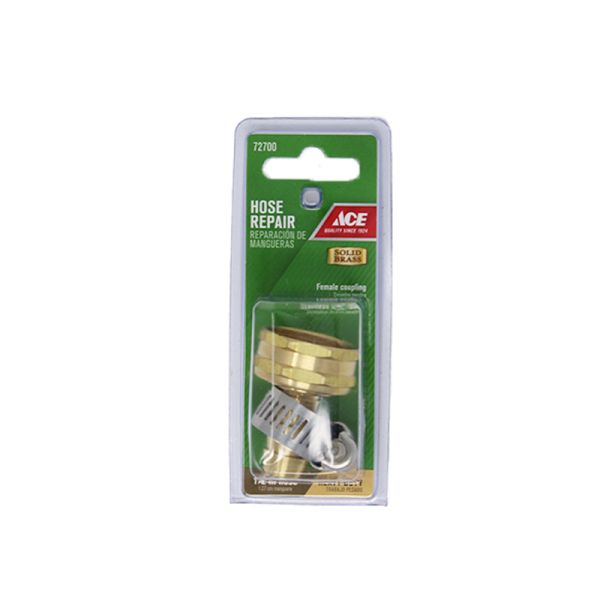 Ace Threaded Hose Repair Coupling Barb Female 1/2x3/4 In Brass 1 Each 72700