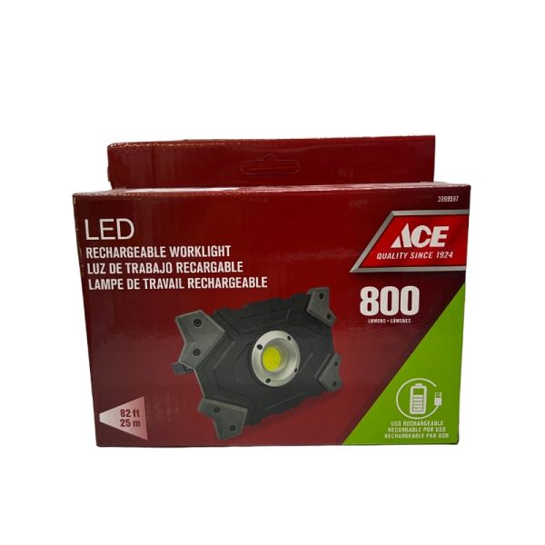 Ace Worklight Cob Rechargeable Water Resistant Plastic 800 Lumens 1 Ea ...
