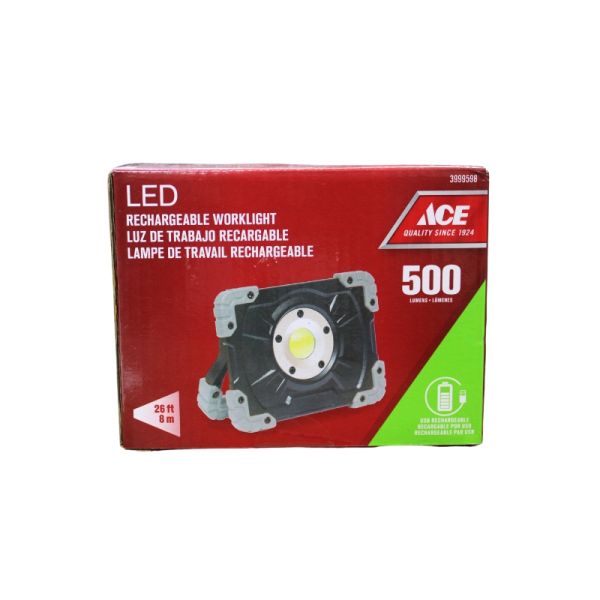 Ace Work Floodlight Rechargeable Water Resistant 5W 500 Lumens 1 Ea 3999598