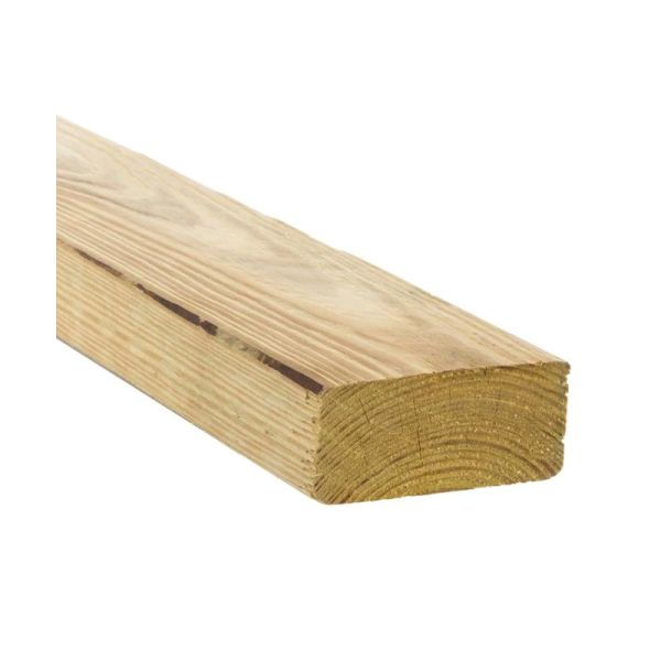 Lumber Treated Rough Yellow Pine 2x4 In x 16 Ft 1 Each