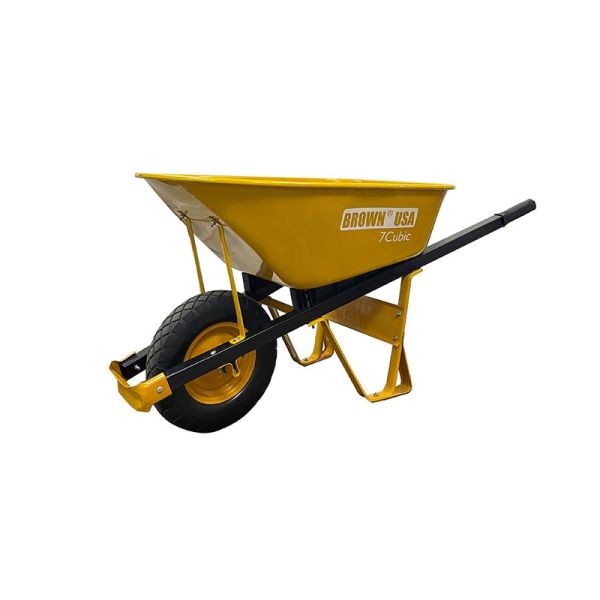Brown USA Wheel Barrow Wth Solid Tire 7 Cft Yellow 1 Each BRWB006